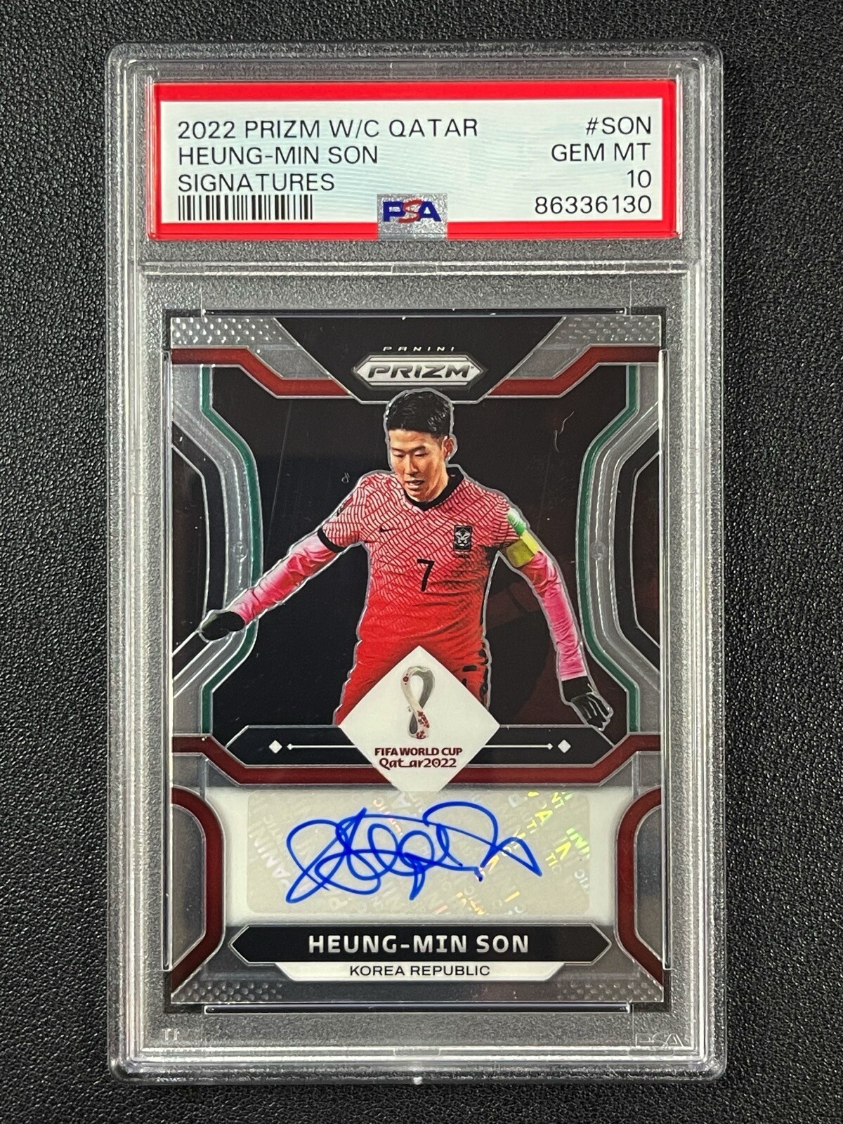 HEUNG-MIN SON PSA 10 2022 PANINI PRIZM WORLD CUP QATAR SIGNATURES AUTO ...