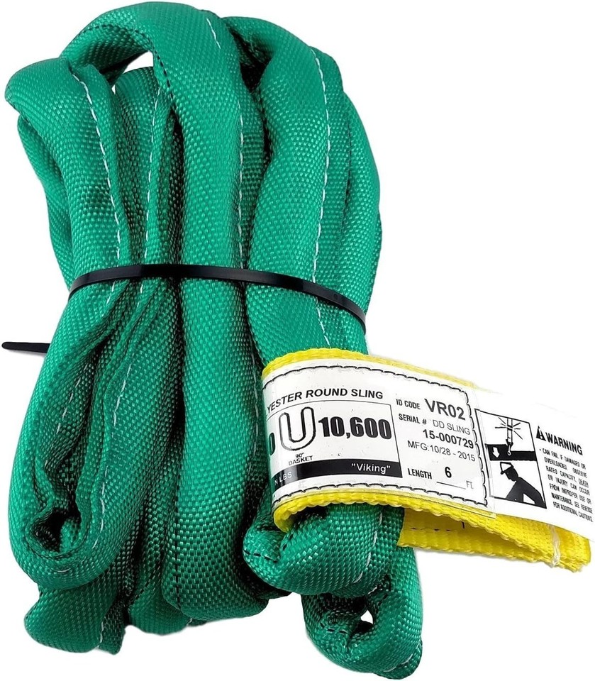 Viking USA Made 6ft Green Double Ply Polyester Round Slings – Heavy ...