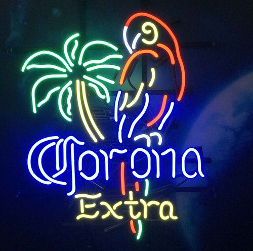 Corona Extra Beer Parrot Palm Tree Bird 20"x16" Neon Sign Light Lamp ...