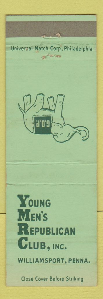 Matchbook Cover - Young Men's Republican Club Williamsport PA | eBay