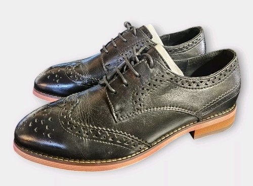 Mikcon Womens Leather Flat Oxfords Shoes for Women Perforated Lace Size ...