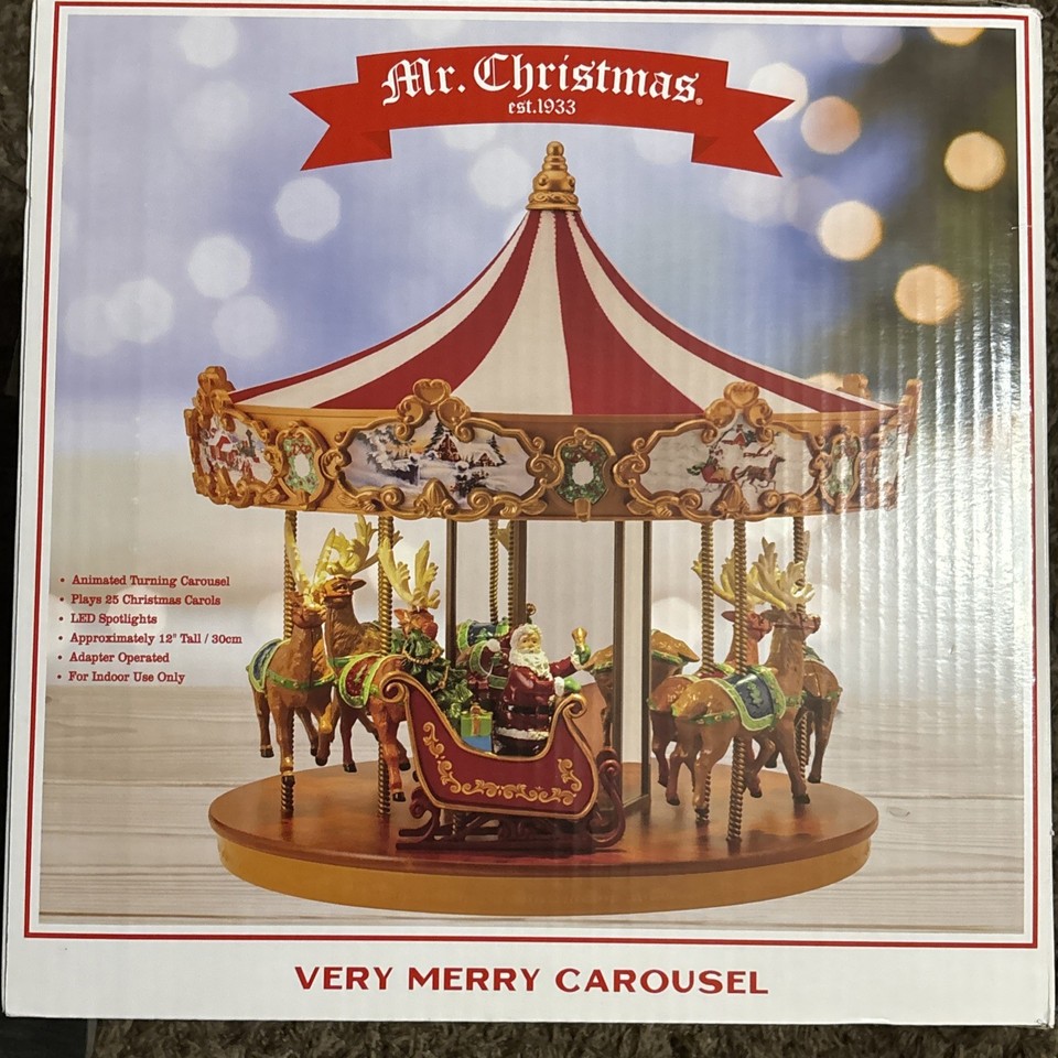 New NIB Mr. Christmas Very Merry Carousel Musical Animated Christmas ...