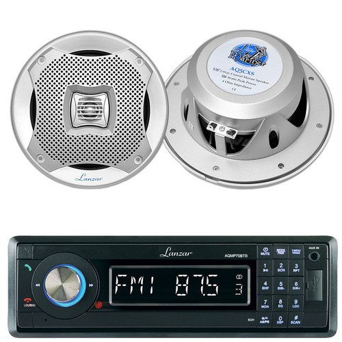 Lanzar Single DIN In Dash Bluetooth Marine Receiver, 5.25" 2 Way Silver ...