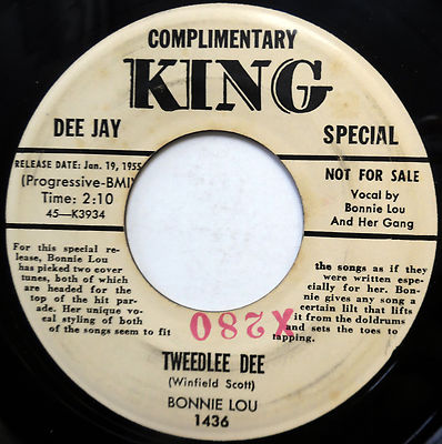 Bonnie Lou 45 Tweedlee Dee / Doigt De Suspicion Promo Rock & Rouleau ...