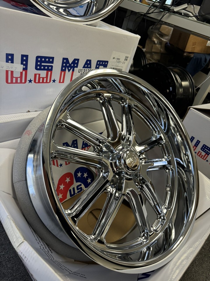 (Set of 4) Staggered-US Mags U131 Bullet 20x8, 22x11 5x5" +1mm Chrome ...