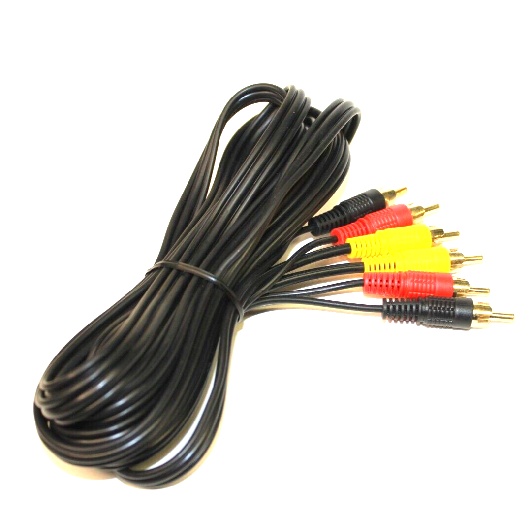 Triple 3 x Phono Male To Male Cable Audio Composite Video RCA Lead 3 ...