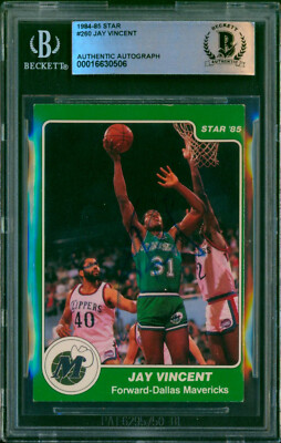1984-85 Star Co JAY VINCENT Signed Card 260 Slabbed Auto Dallas ...