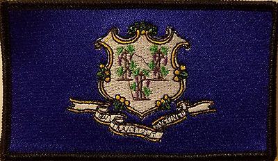 CONNECTICUT STATE Flag Military Patch With Hook Adhesive Fastener Black ...