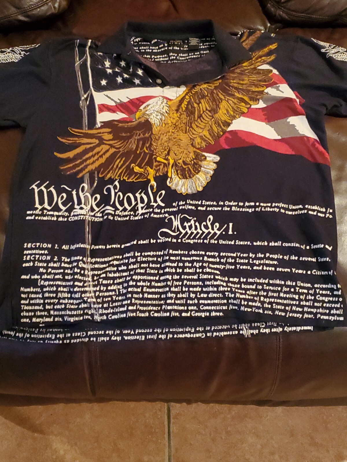 Men's Vintage USA We The People Polo Shirt Size XL - Gem