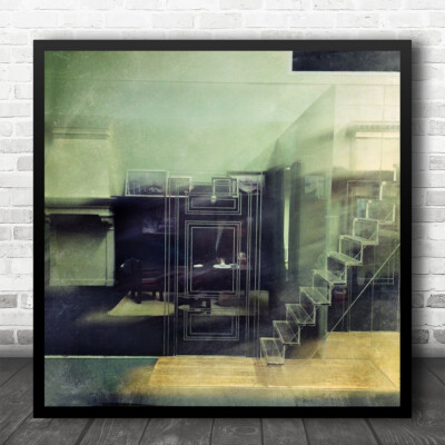 Workspace Bokeh Blurred Look Through Figures Square Wall Art Print ...