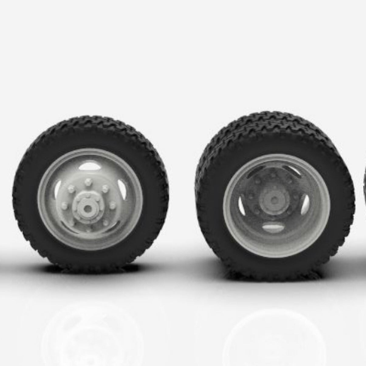 1:25 F450 Dually Wheel Set Unpainted With Standard Tires. 30mm tire ...