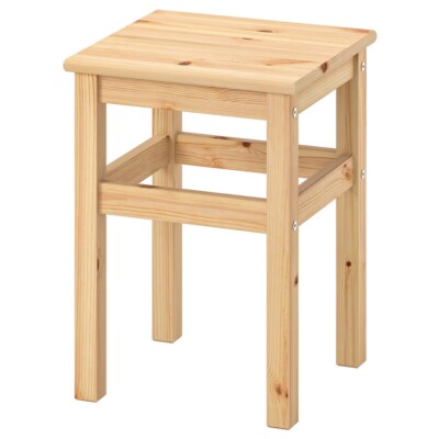 Home Solid Pine Stool 45cm Tall Durable Wooden Stool Natural Pine | eBay UK