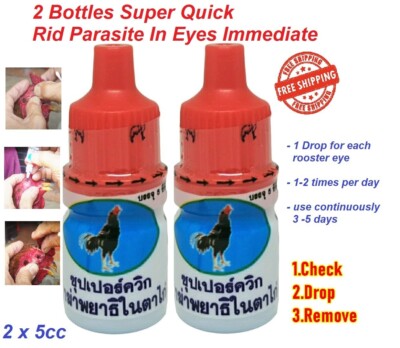 .2 Rooster Chicken Eye Drop Supplement Vitamins Healthy Cock Thai Hen ...