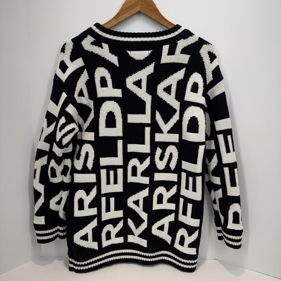 Karl Lagerfeld Sweater Large Lettering/Logo Black & White | eBay