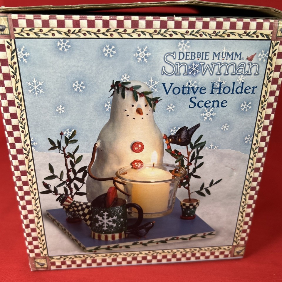 Debbie Mumm Snowman/ Bird / Watering Can Winter Xmas Candlescape Never ...