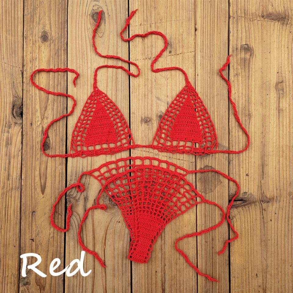 Sexy Crochet Gstrings for Women Tie Side Bikini Swimwear Bathing Suits ...