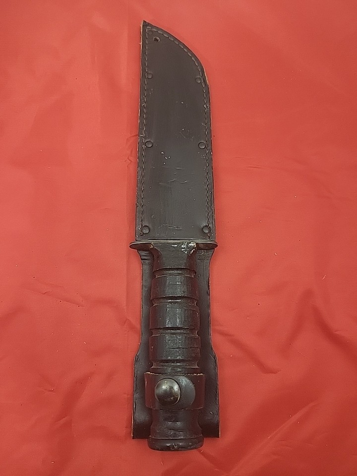 US CAMILLUS Mark 2 MK2 Military Fighting Combat Knife, W/Leather Sheath ...