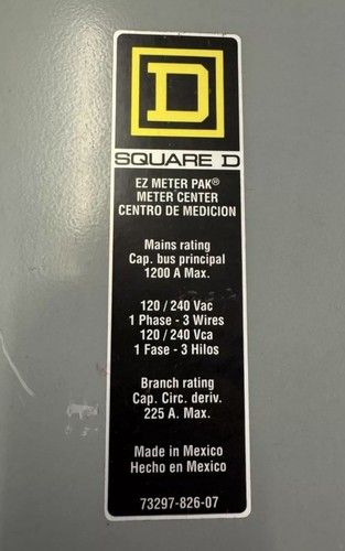 Square D Branch unit EZ meter Pak 1200 amp EZML113225 1PH IN 1PH OUT | eBay
