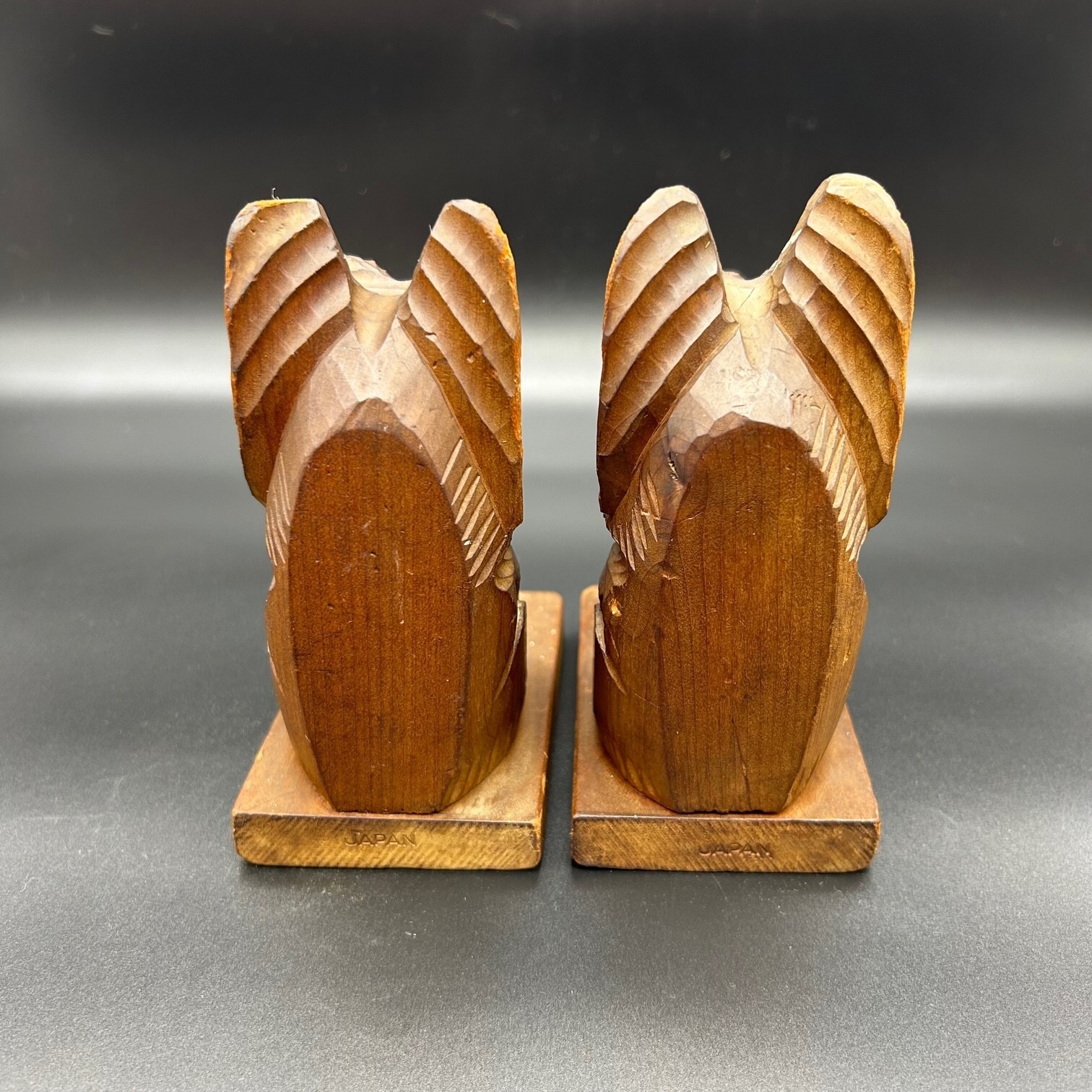 Vtg Terrier Dog Carved Wood Bookends Made in Japan | eBay
