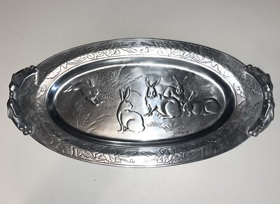 VTG Arthur Court 24”x12.5” Rabbit Bunny Platter with Rabbit Handles ...