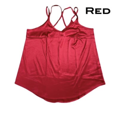 3xl Lularoe Daniella Cross Back Camisole silky Tank Solid Red Fits 24/ ...