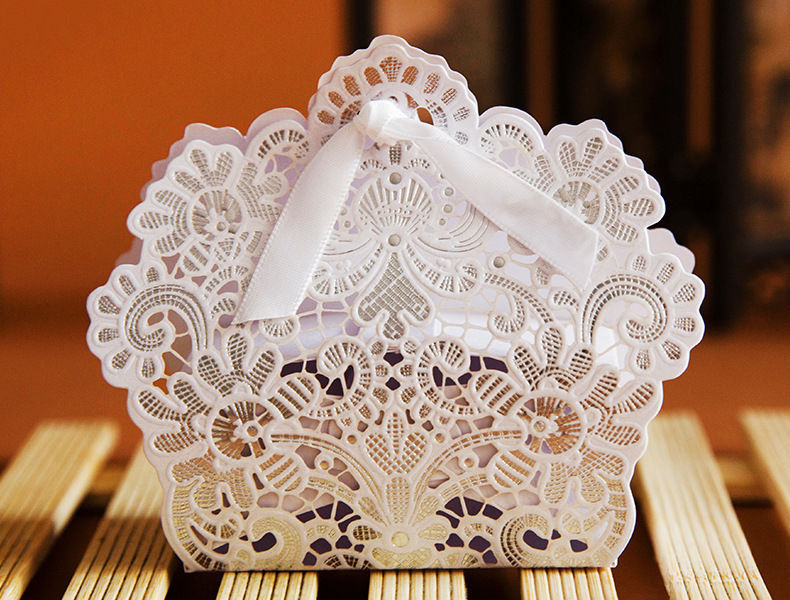 Lace Laser Cut Wedding Favor Boxes with Ribbon Cake Candy Gift Boxes 20 ...