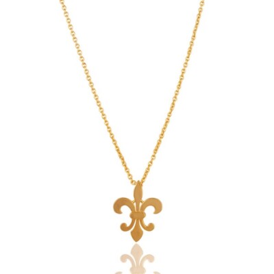 18K Yellow Gold Fleurdelis Pendent & Necklace Symbol Inspired Jewelry ...