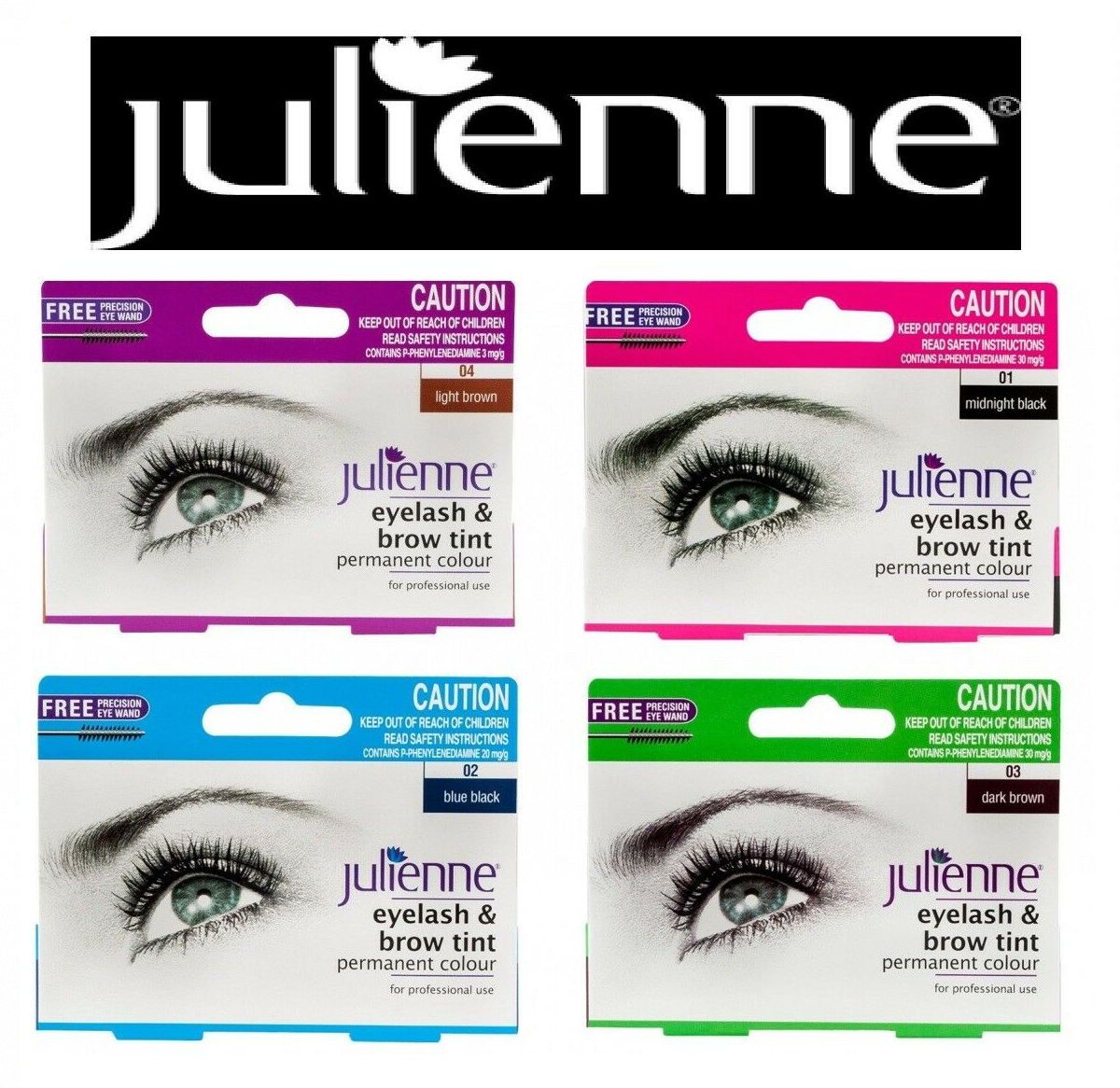 Julienne Professional Tinting Eyelash & Eyebrow Dye Tint Lash Kit - All ...