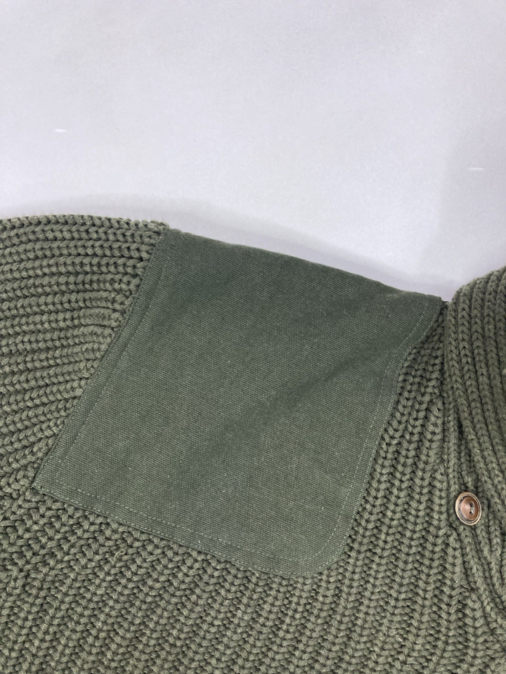 VTG Polo Ralph Lauren Military Shawl Collar Sweater Men XXL Green Elbow ...