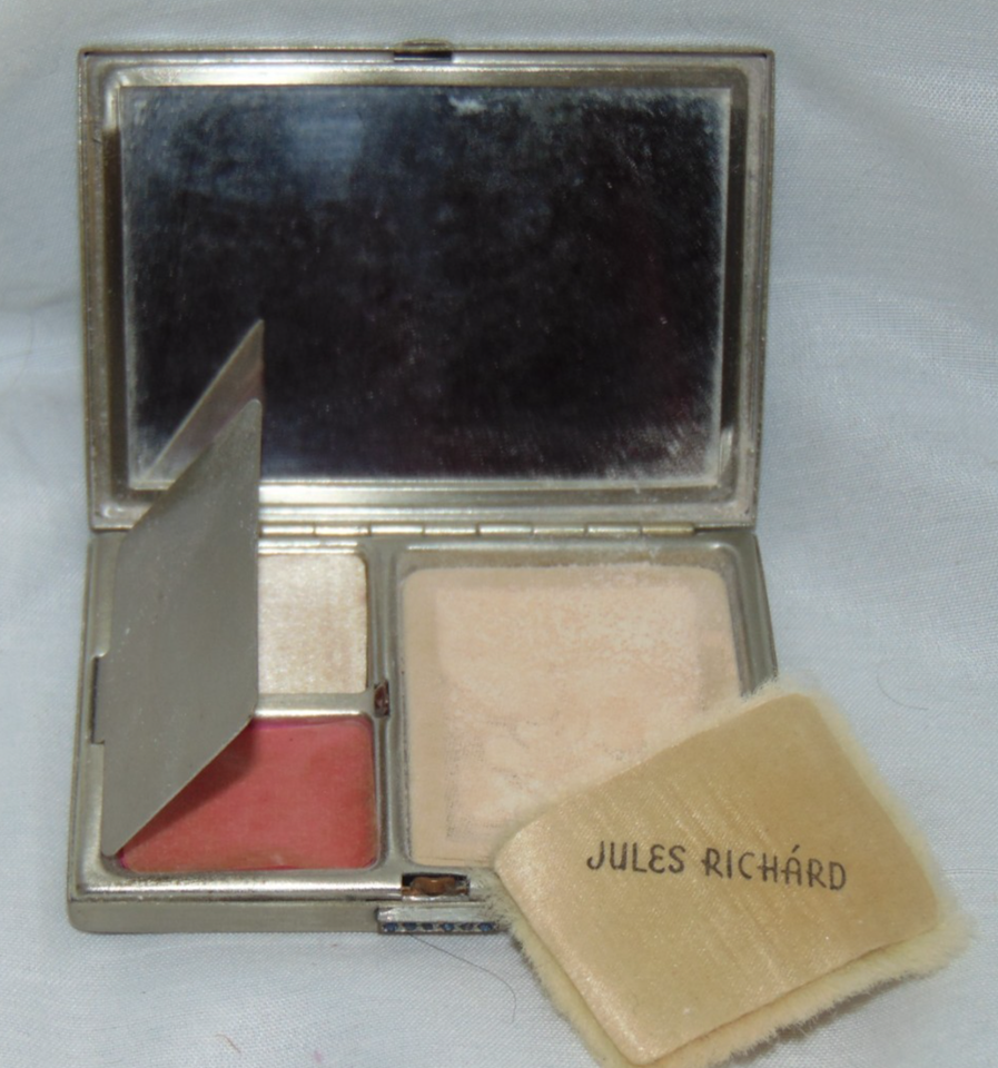 Rare Vintage Jules Richard Blue Rhinestone Art Deco Compact New York ...
