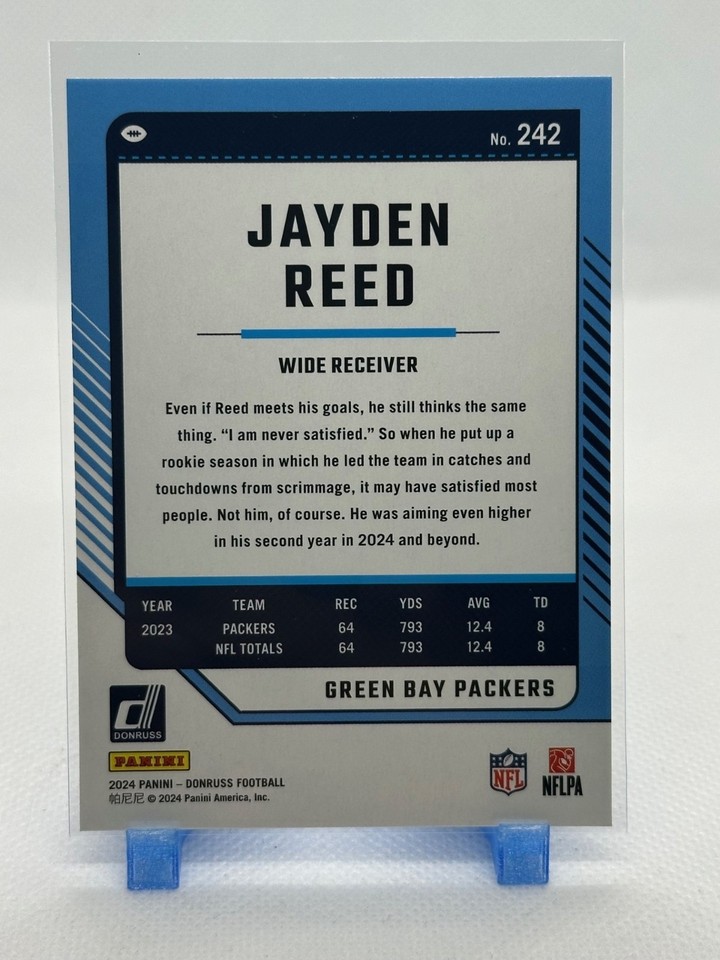 Jayden Reed 2024 Donruss - Blue Press Proof #242 - Packers | eBay