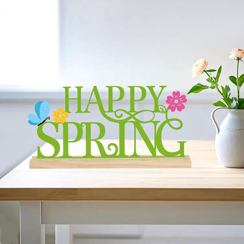 Metal Happy Spring Sign, Decorations for Home, Office, Shelf, Multi | eBay