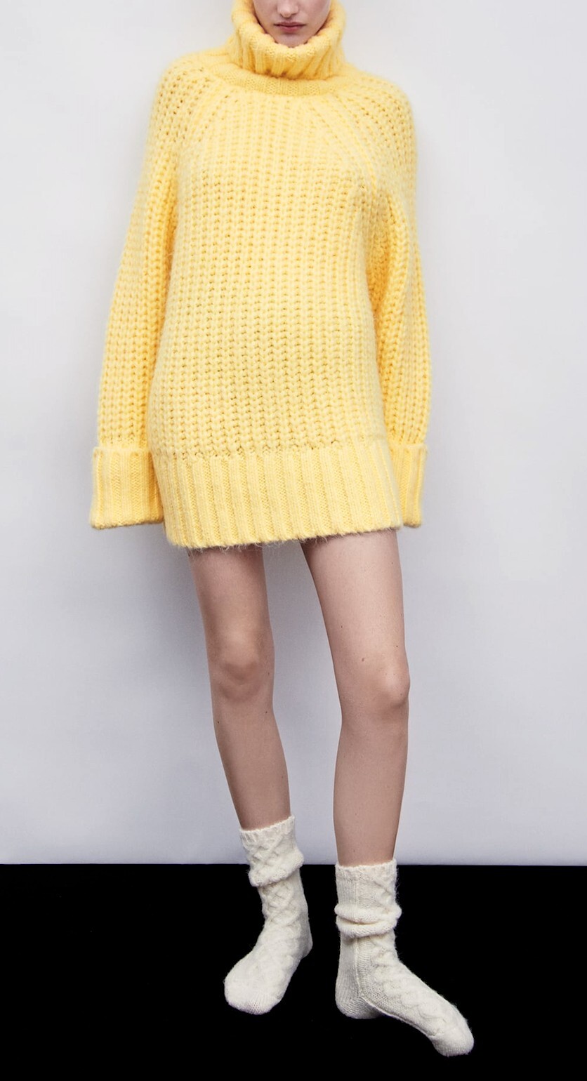 ZARA YELLOW OVERSIZED KNIT SWEATER NEW size: M-L | eBay