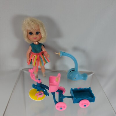 Vintage Liddle Kiddles Tracy Skediddle Trikediddle /Bike Bicycle & Cart ...