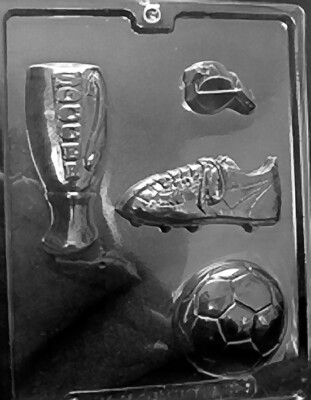 SOCCER KIT CHOCOLATE CANDY MOLD cleats whistle trophy soccer ball MLS ...