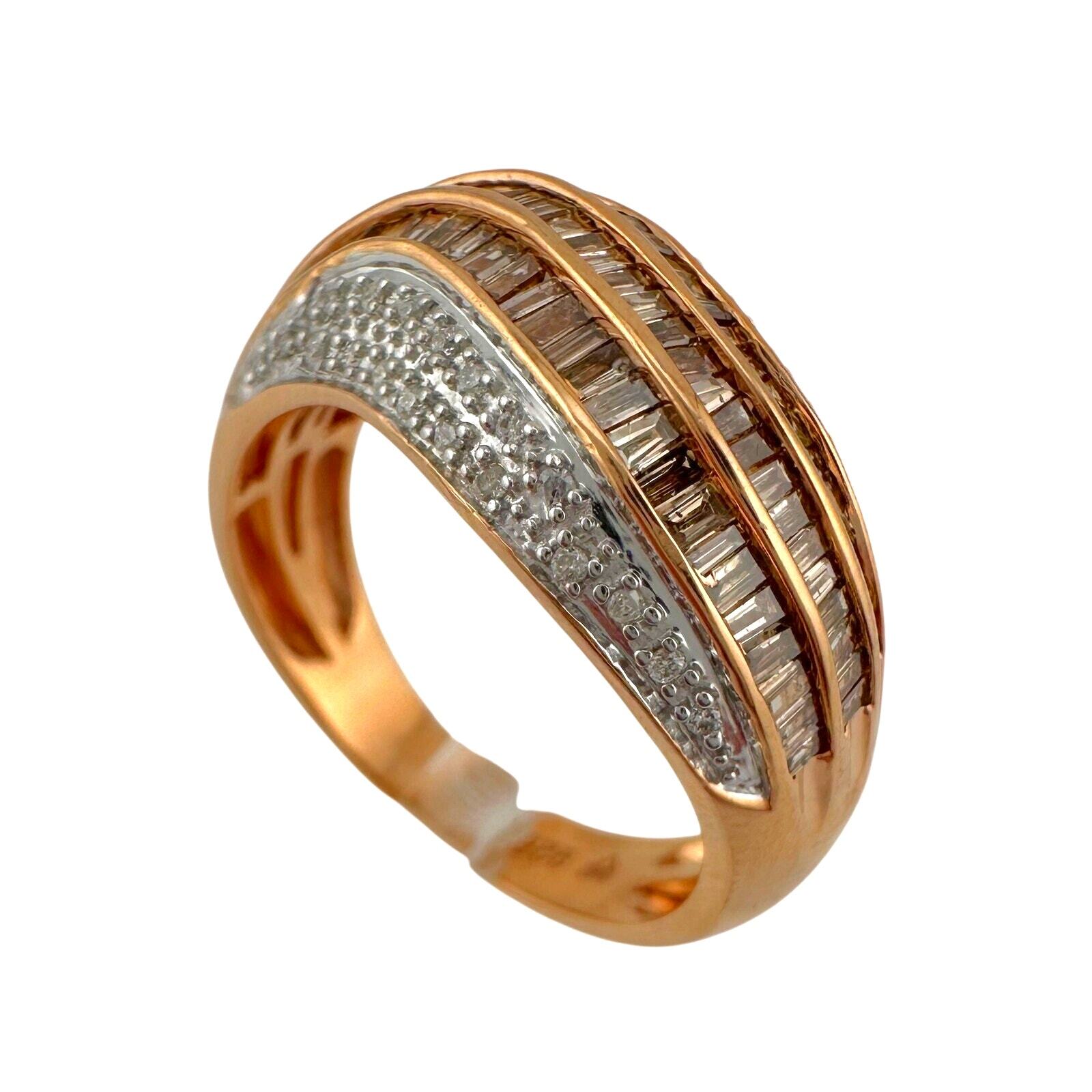 Beautiful 1.00 Carat Chocolate Diamond Baguette Tidal Wave Ring SIze 8 | eBay