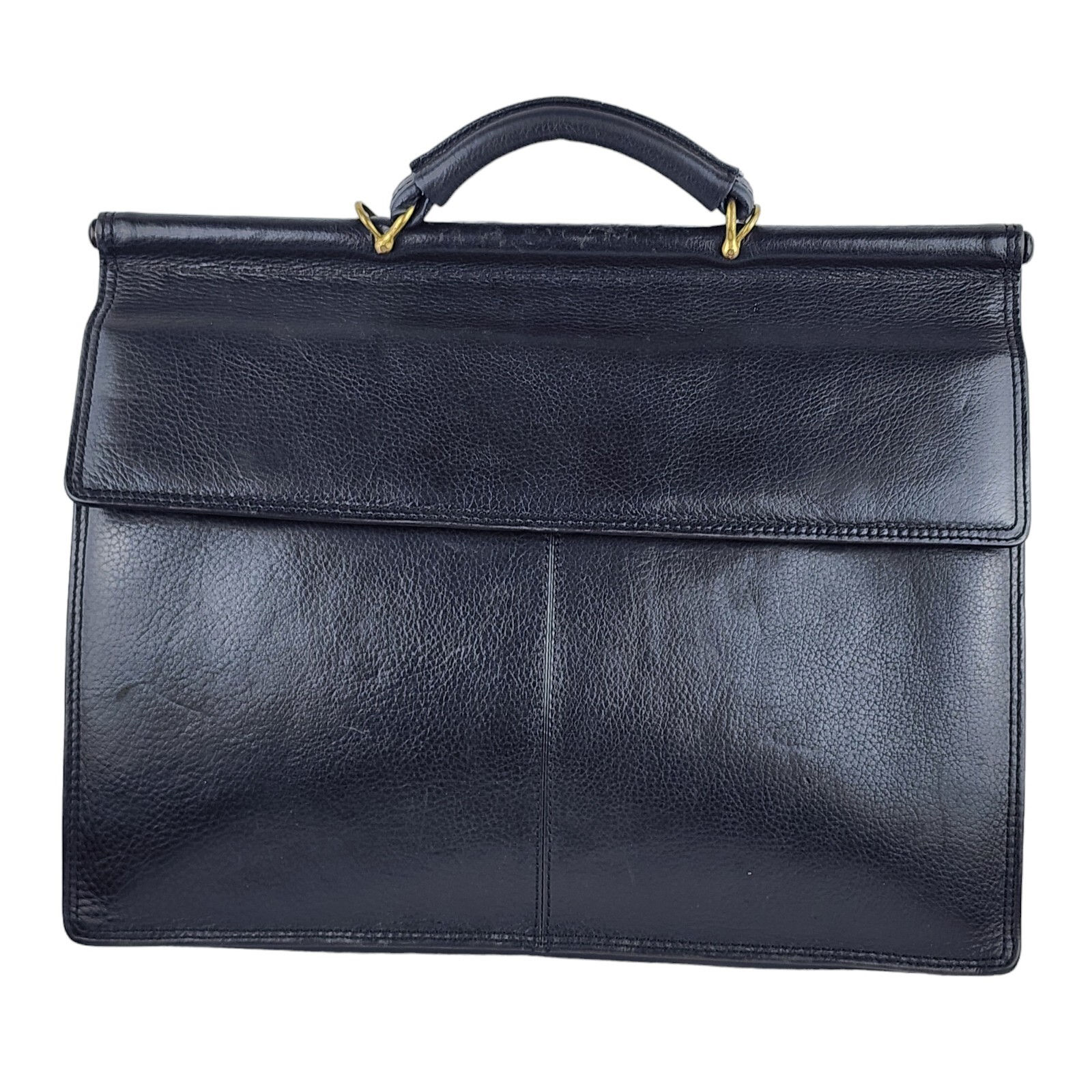 Beccaccino Italy Black Leather Briefcase Messenger Bag - Gem