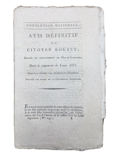 Rouzet Haute Garonne 1792 Deputy Trial Of Louis Capet French Revolution ...