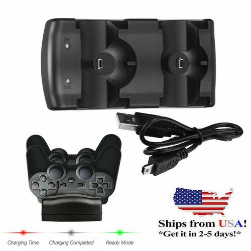for Sony PS3 Wireless Controller USB Dual Charger Charging Dock Station ...