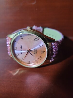 Strada Watch Women Pink Face & Glitter Pink Band New - Needs Battery | eBay