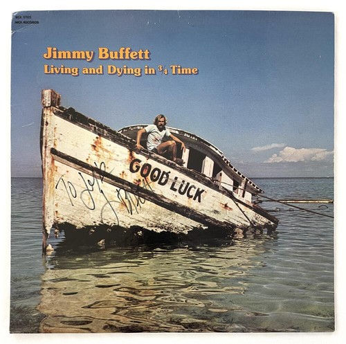 Jimmy Buffett Signed Autograph Album Record Living and Dying in 3/4 ...