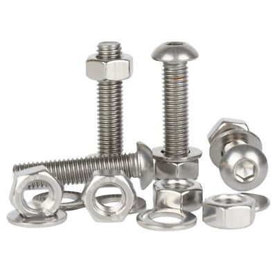 M5 M6 M8 M10 Button Head Allen Bolt Hex Screws Nuts Washers A2 ...