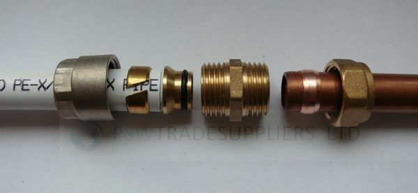 EUROCONE CONNECTOR for UFH ADAPTER 15mm Compression Fittings X 16mm PEX ...