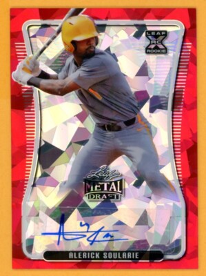 ALERICK SOULARIE 2020 Leaf Metal Red Crystals Autograph Rookie AUTO SER ...