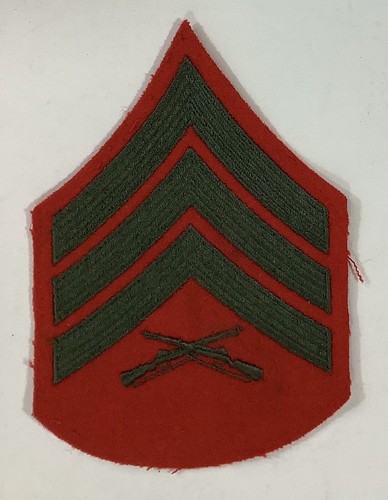Vintage U.S. USMC Marine Sergeant Chevron Crossed Rifles Red Cloth ...