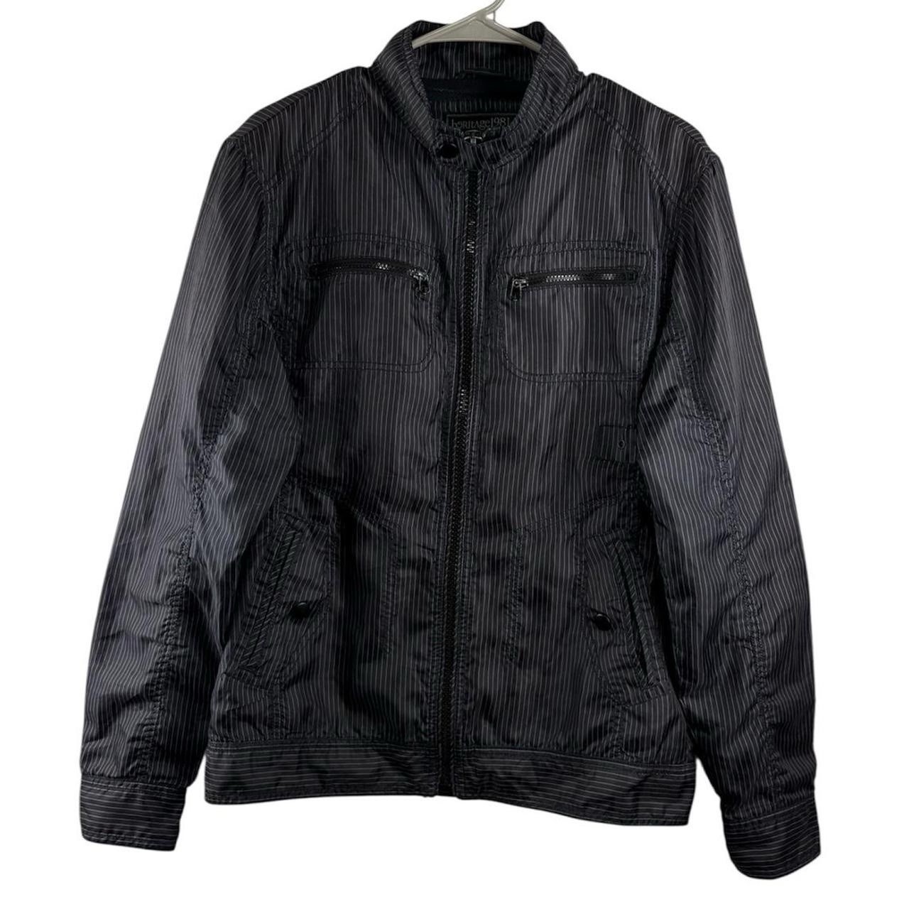 Early 2000s Heritage1981 Black Pinstripe Zip Up Light… - Gem