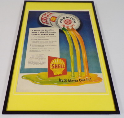 1958 Shell X-100 Motor Oil Framed 11x17 ORIGINAL Vintage Advertising ...