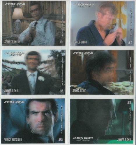 JAMES BOND 007 IN MOTION Complete 6 LENTICULAR Trading Card Chase Set ...