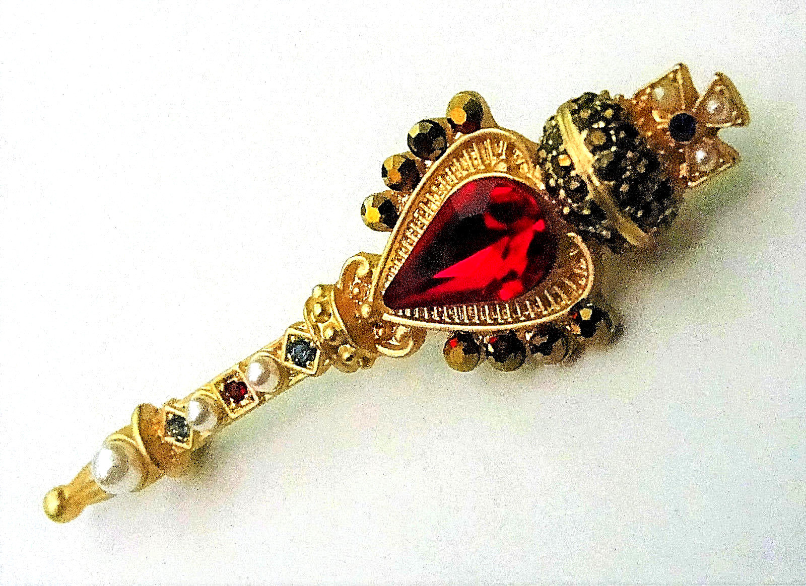Royal CROWN Rhinestone SCEPTER Brooch CROSS Sceptor WAND Vintage ...