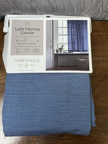 54"x63" Light Filtering Solid Farrah Window Curtain Panel Blue Denim (F ...